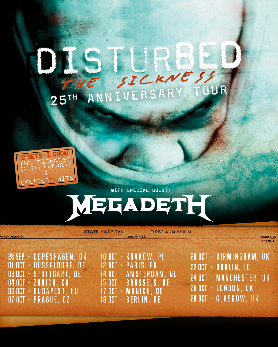 Ankündigung Disturbed: The Sickness 25th Anniversary Tour - Dark-Art